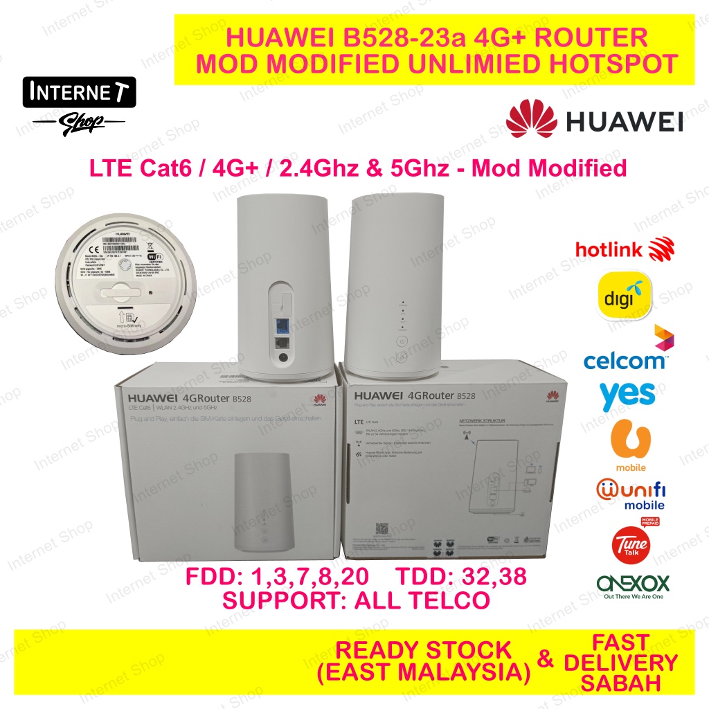 MODDED UNLOCKED| HUAWEI B528 B528-23 B528s-23a B525-65aV2 VOLTE B529 B529s-23a 4G+ LTE Cat6 ...
