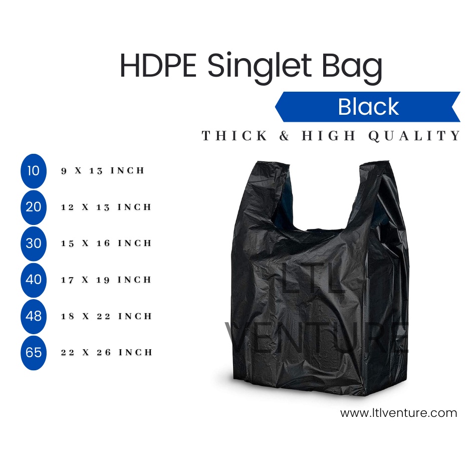 ⚫BLACK ABC Singlet Thick/High Quality Plastic Bag/TShirt 9X13(10)/12X13 ...