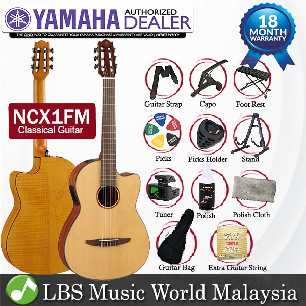 Yamaha NCX1FM Acoustic Electric Nylon String Classical Guitar with Onboard Electronics Pickup ...