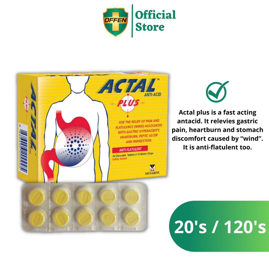 Actal Plus Tablets (20s/120s) For Anti-Flatulence/Gastric/Indigestion ...