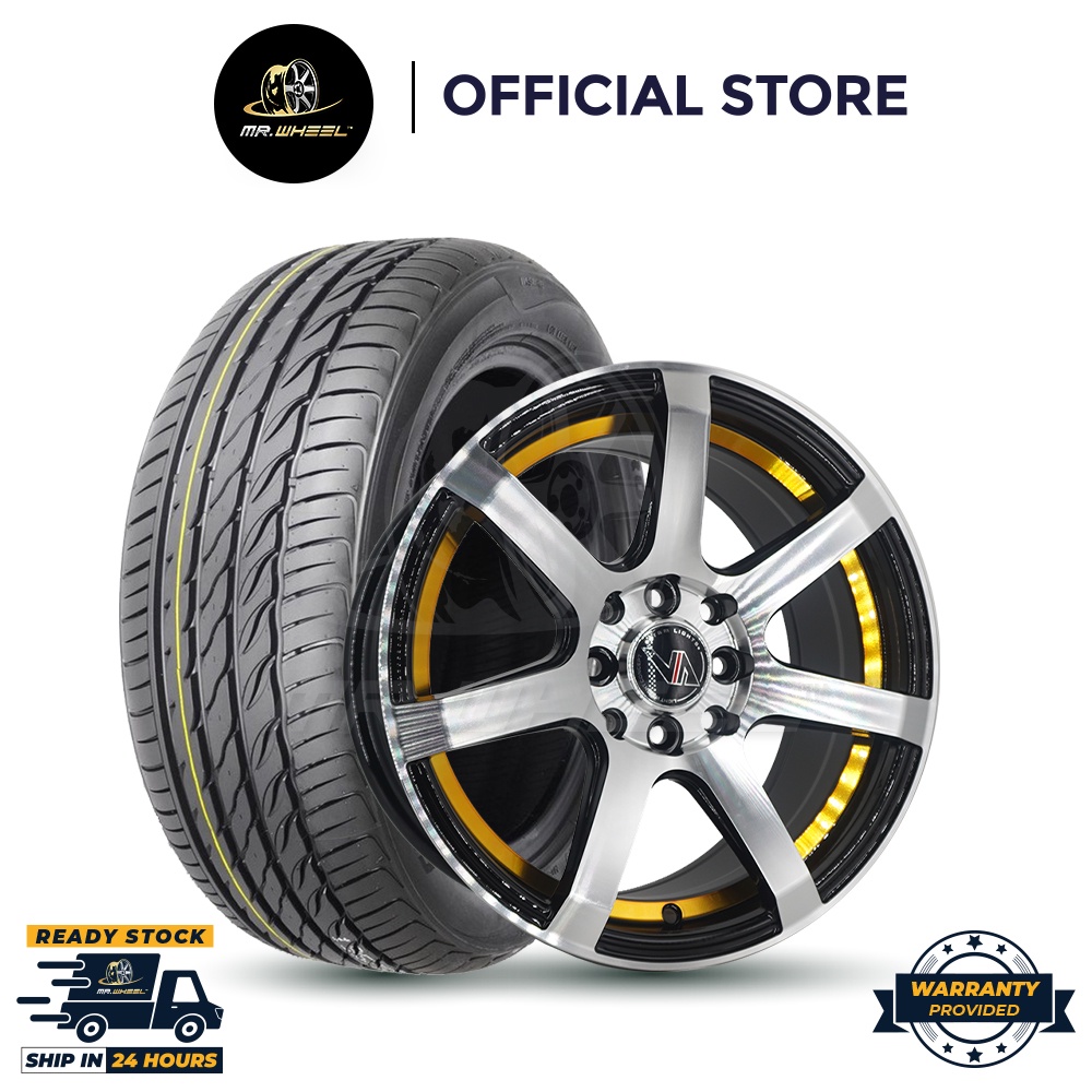 [Package Set] New Sport Rim PF07 15x7 8H100/114.3 ET35 with New Tyre 15 ...