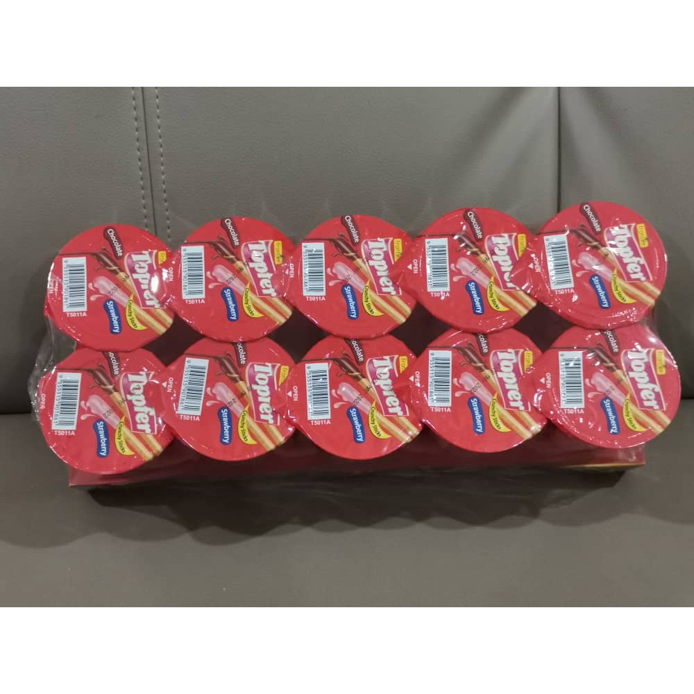 Topfer Double Cream Strewberry & Chocolate Crunchy Sticks 40gx10 ...