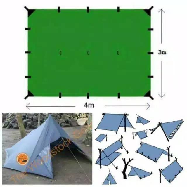 TENDA Flysheet ripstop trap tent flysheet tent 19 Holes 3x4 m | Shopee ...