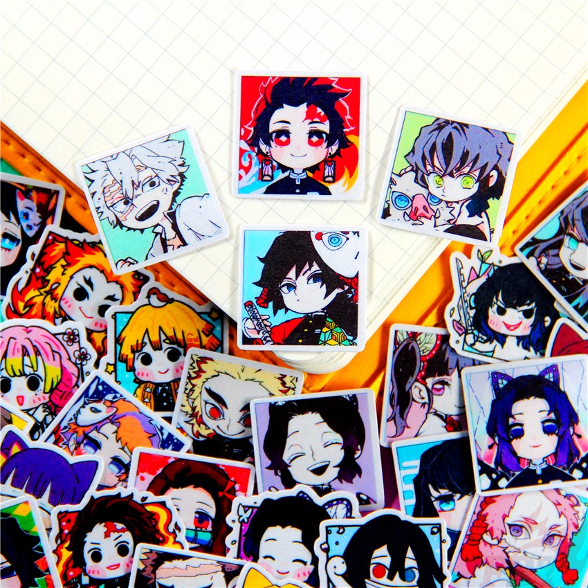 48Pcs/Set Demon Slayer Q-2 Q Mini Diary Manual Stickers DIY Fashion ...