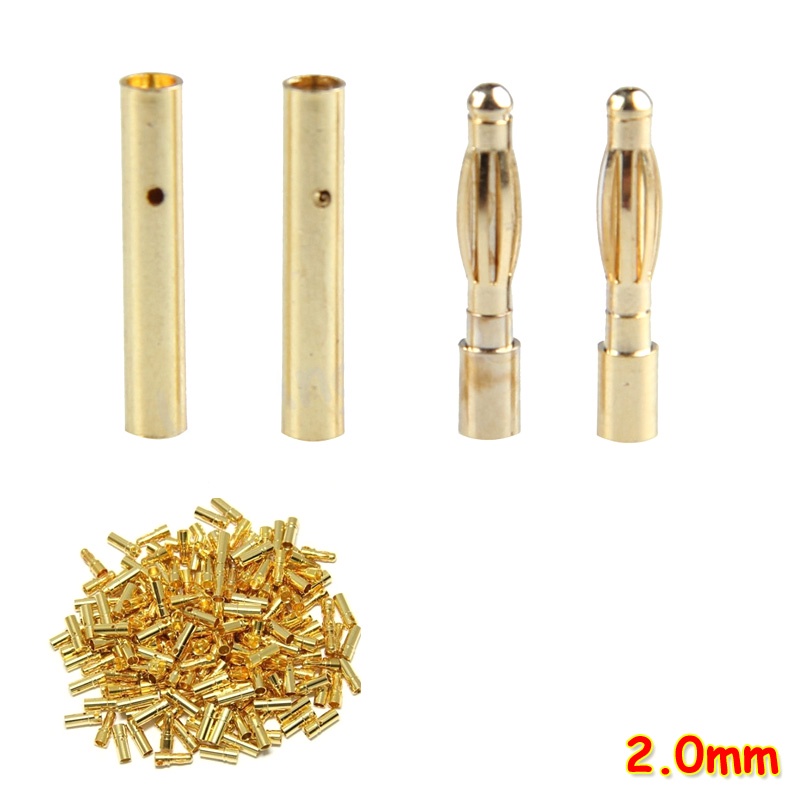 10 pairs / lot 2.0mm 3.0mm 3.5mm 4.0mm 5.5mm 6.0mm 8.0MM Gold Bullet Banana Connector plug for ...