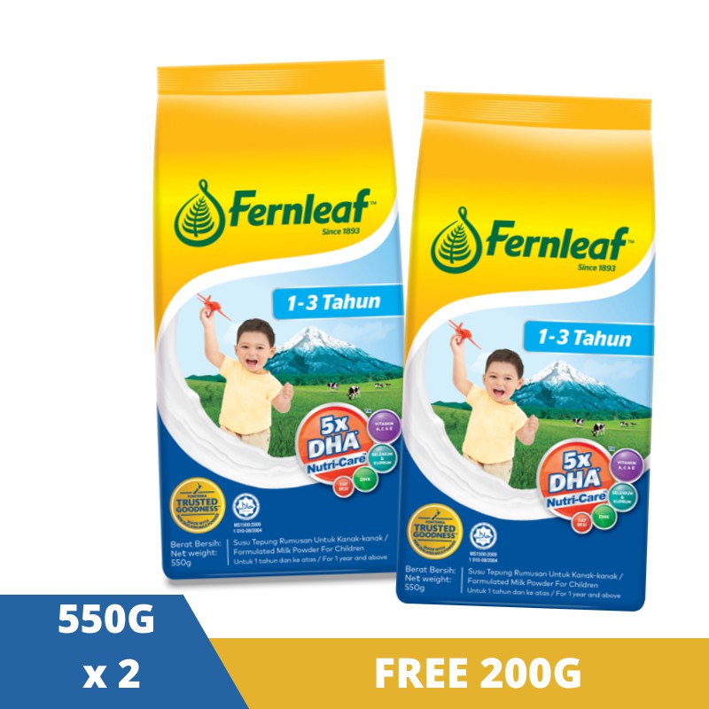FREE 200g | Fernleaf Formula Milk Powder 1-3 Years 900g (550g x 2 packs ...