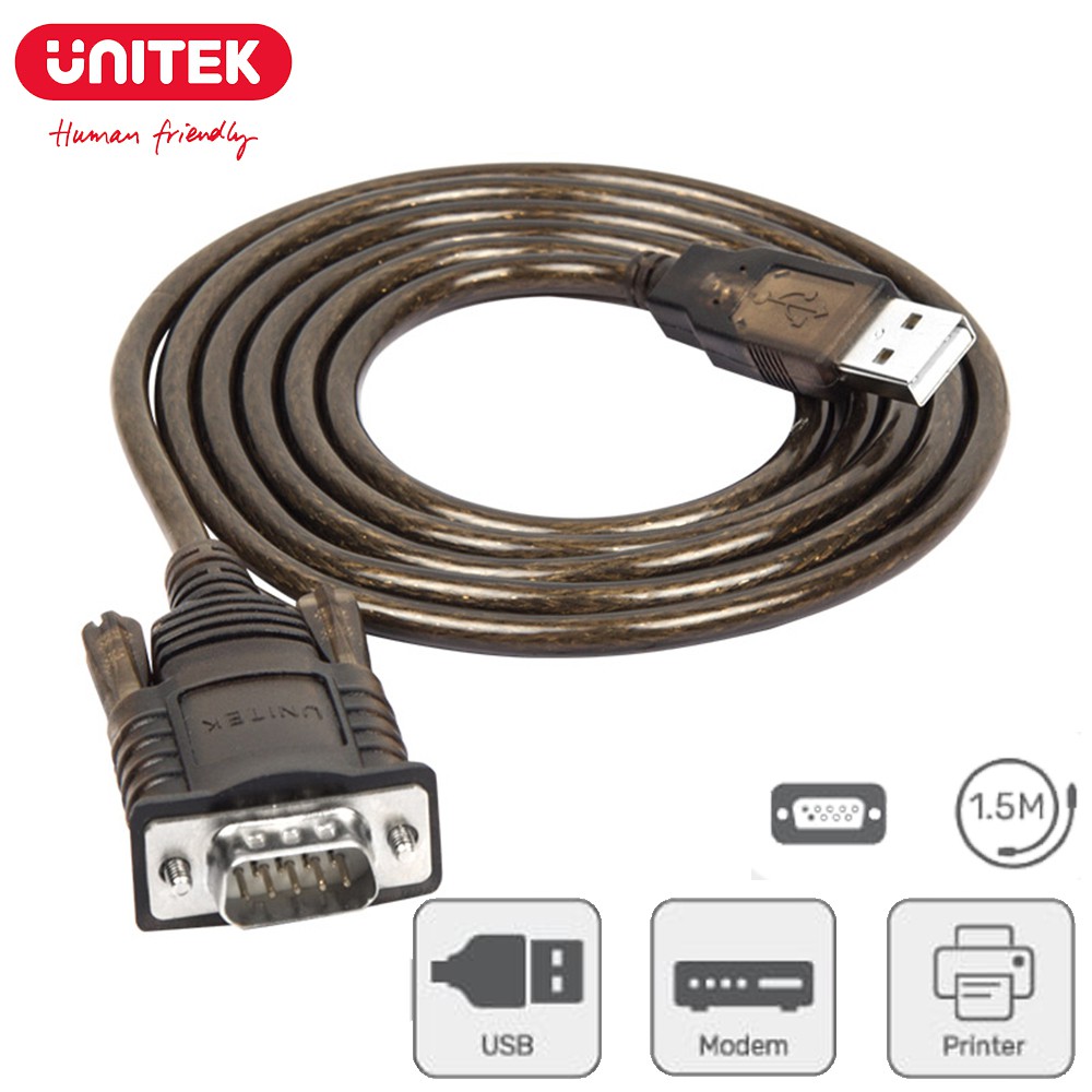 Unitek USB 2.0 To Serial RS232 DB9 Converter Cable For Serial Devices - Printer/Label Writer ...