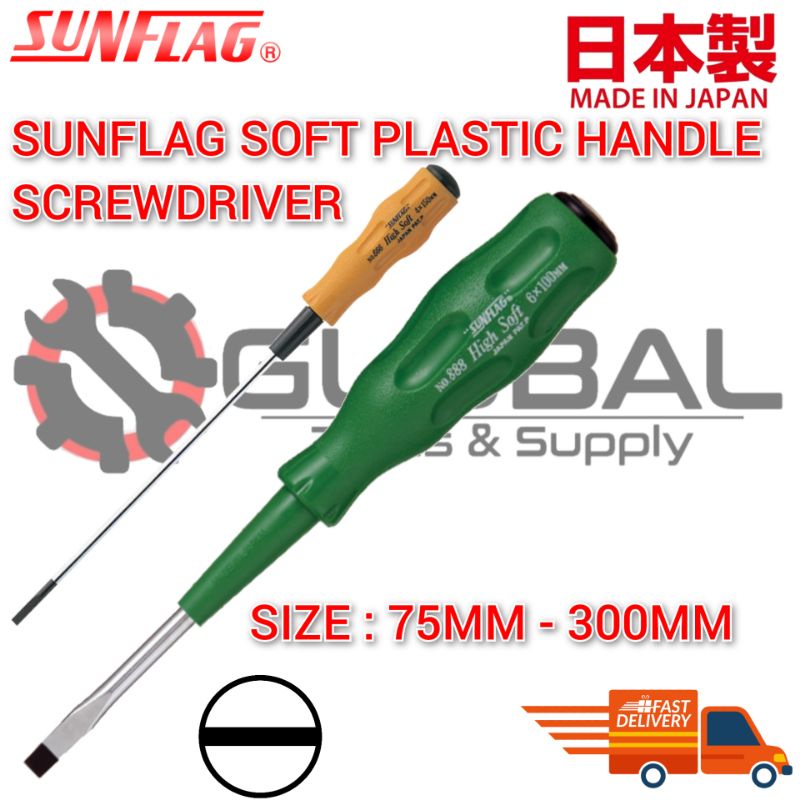 🇲🇾 READY STOCK 🇲🇾 SUNFLAG 666 SOFT PLASTIC HANDLE SCREWDRIVER (SLOTTED ...