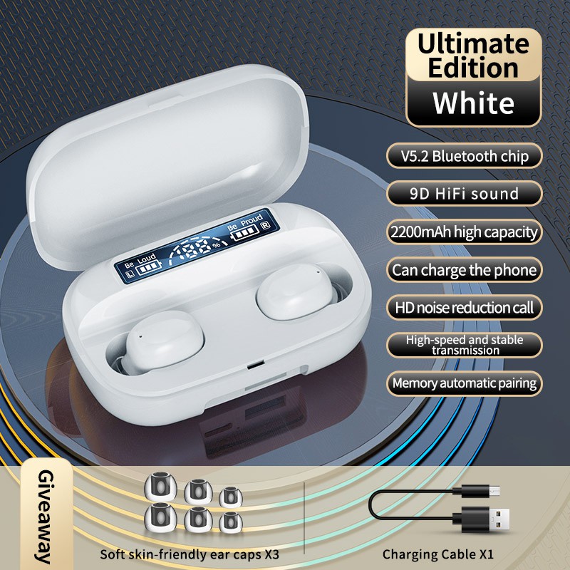 VANTEENIE Bluetooth Earphone Wireless Earbuds TWS V5.2 9D HiFi Noise ...