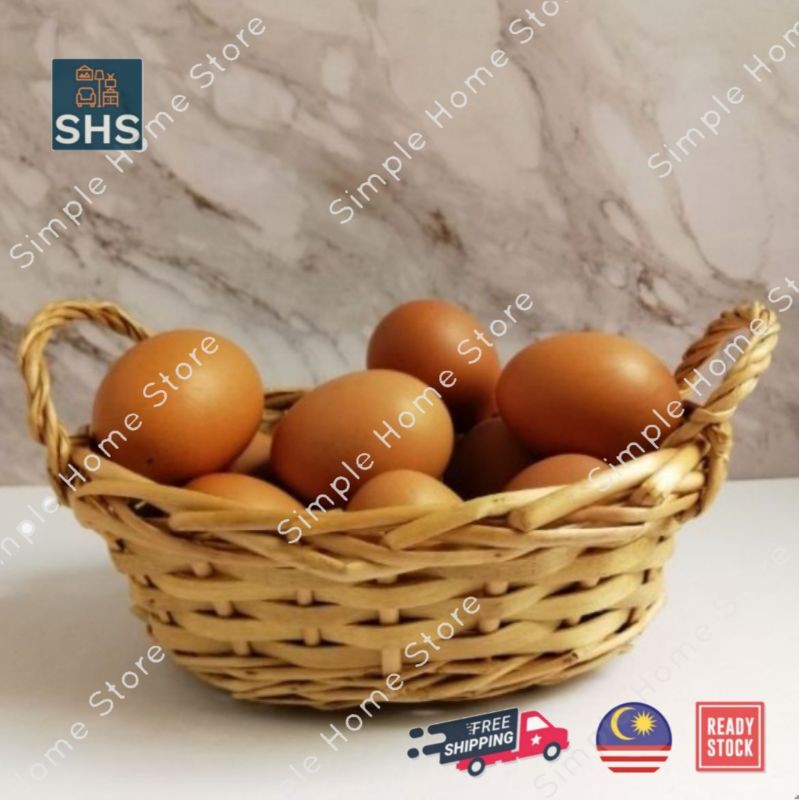 Wooden rattan fruit oval basket bakul telur buah bawang photography ...