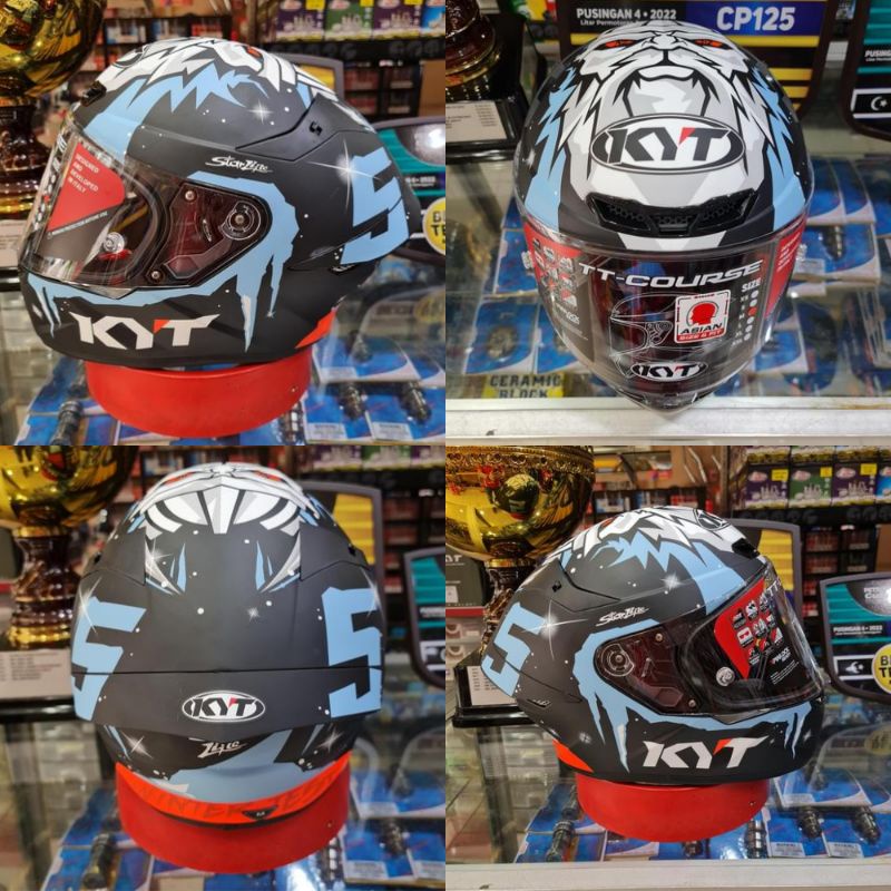 KYT TT COURSE FULL FACE HELMET (MARIO, SPACE MONKEY, DALLA PORTA, KASMA ...