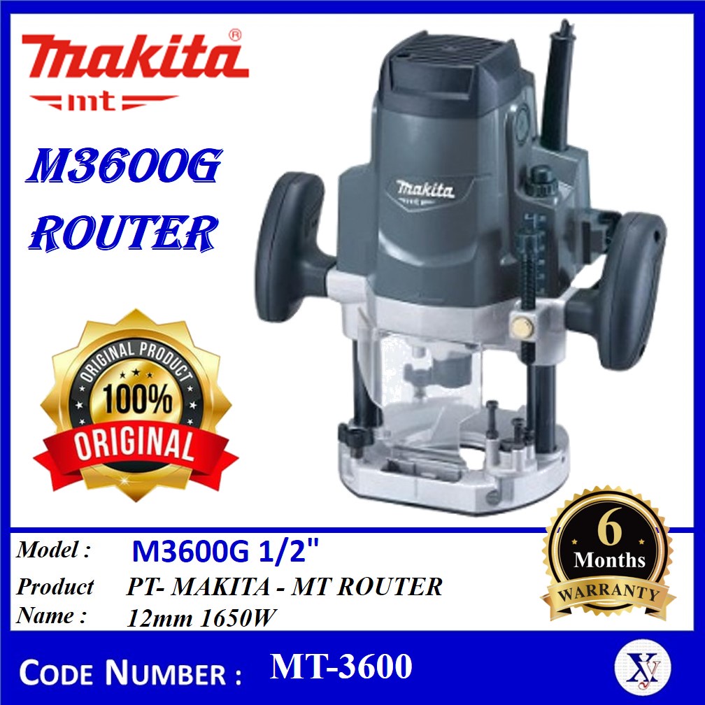 MT-3600 [100%_ORIGINAL] MAKITA MT M3600G ROUTER |12mm 1650W | Shopee ...