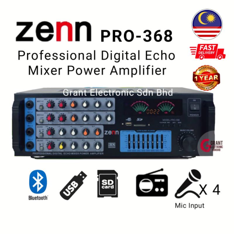 Zenn PRO-368 Professional Amplifier Bluetooth PA System with Free Gift ...