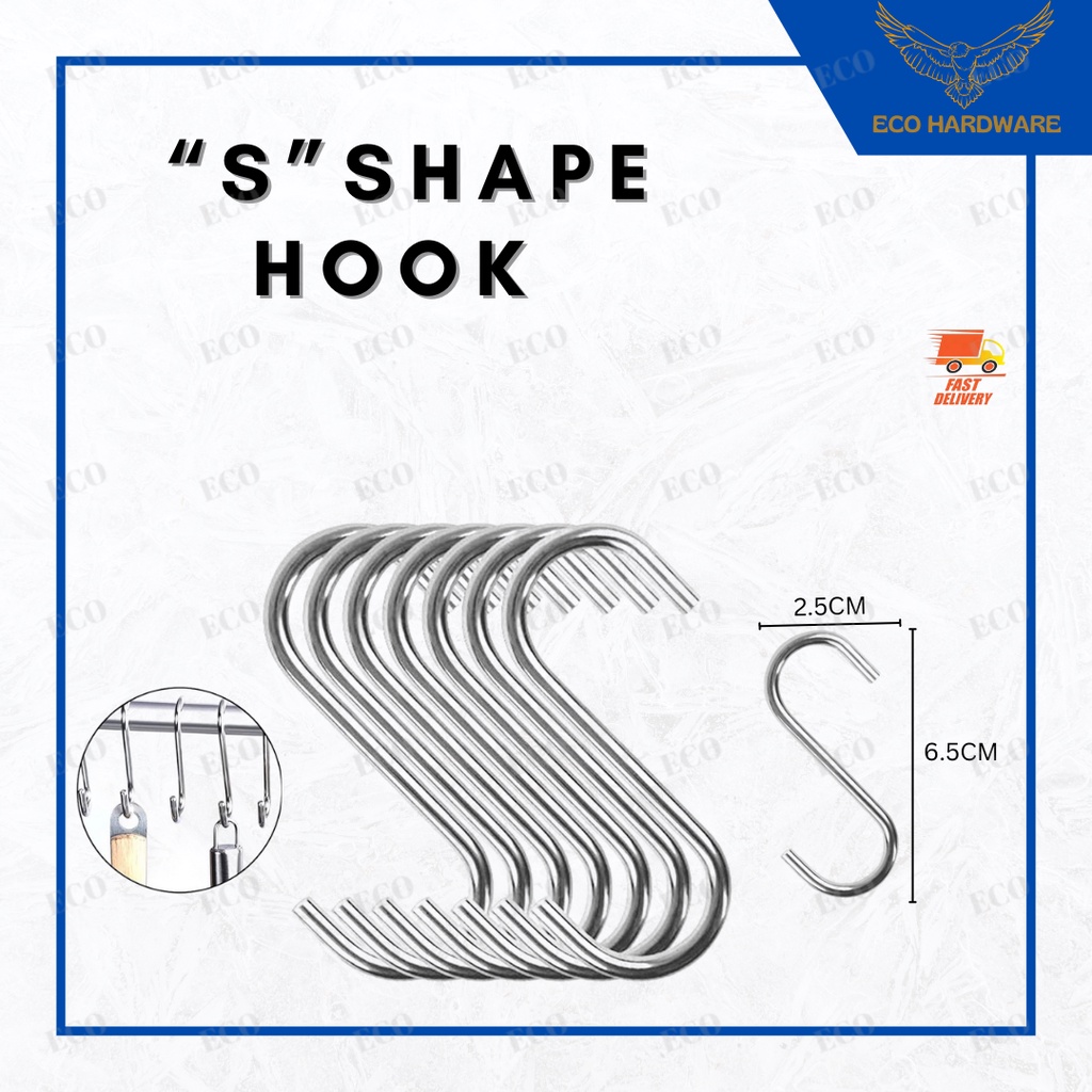 (1 Pc)S Shape Stainless Steel Colour Metal Hook Multipurpose Hanger ...