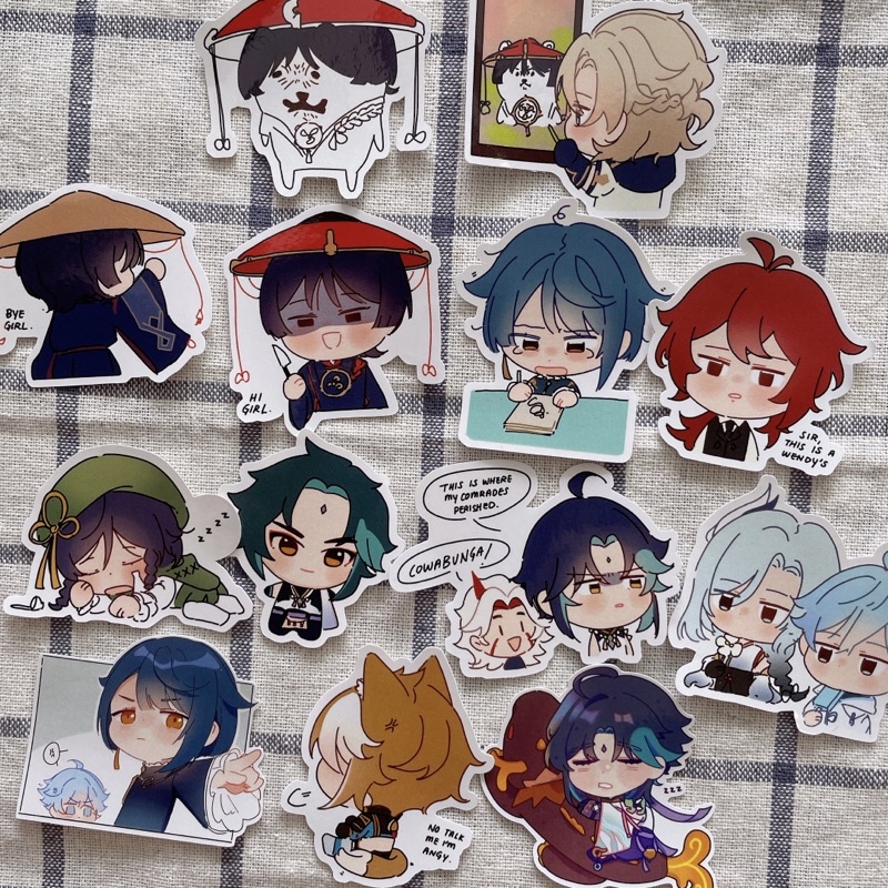 Genshin Impact Stickers Xiao Scaramouche Albedo Diluc Xingqiu Chongyun ...