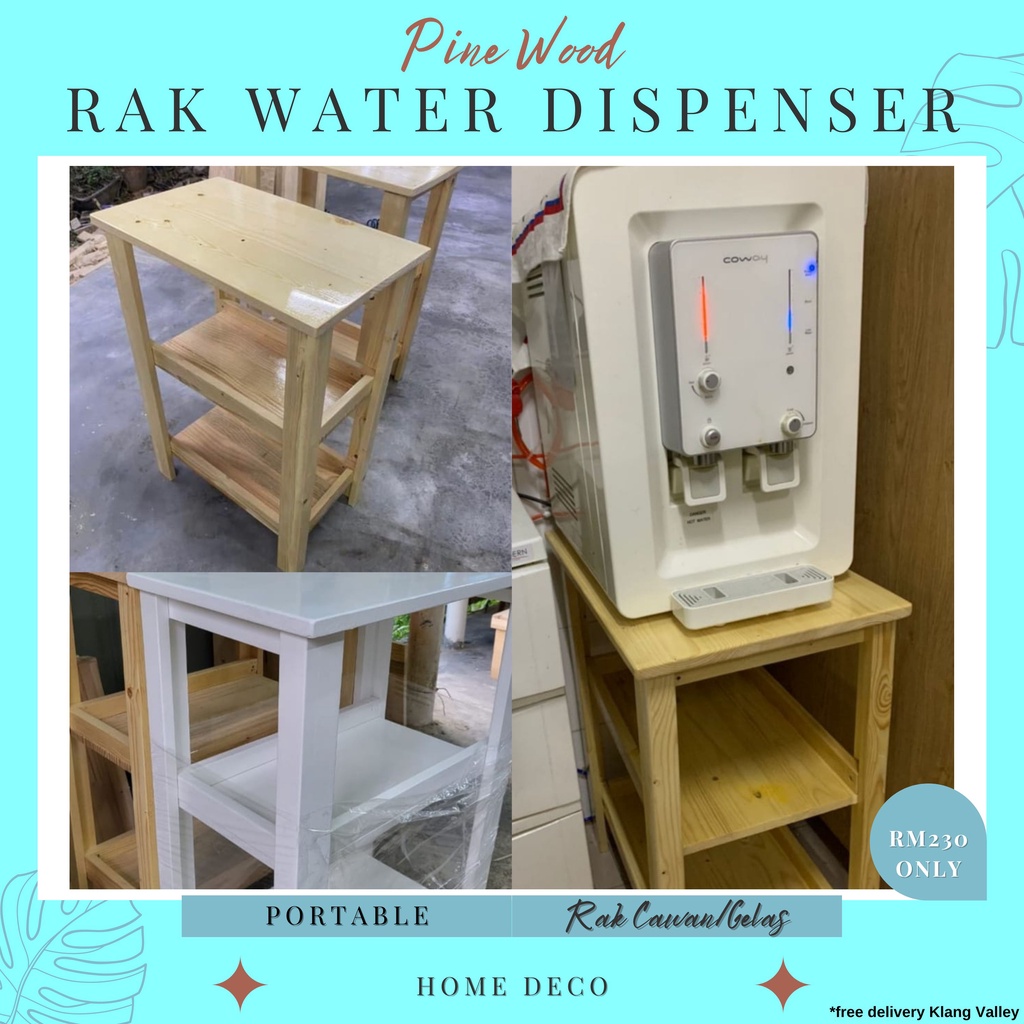 PINE WOOD RAK WATER DISPENSER WATER FILTER RAK CAWAN GELAS | Shopee ...