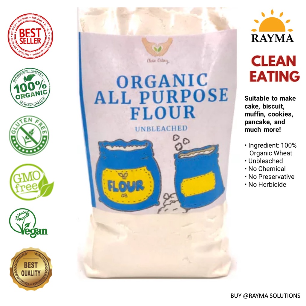 CLEAN EATING Organic All Purpose Flour (Unbleached) 500g | Shopee Malaysia