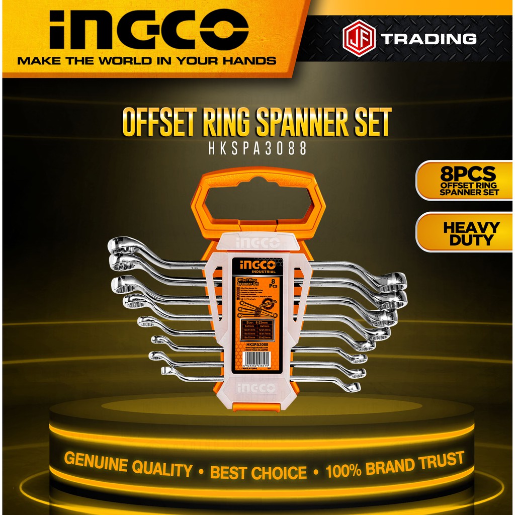 INGCO Offset Ring Spanner Set HKSPA3088 12Pcs Combination Spanner Set ...