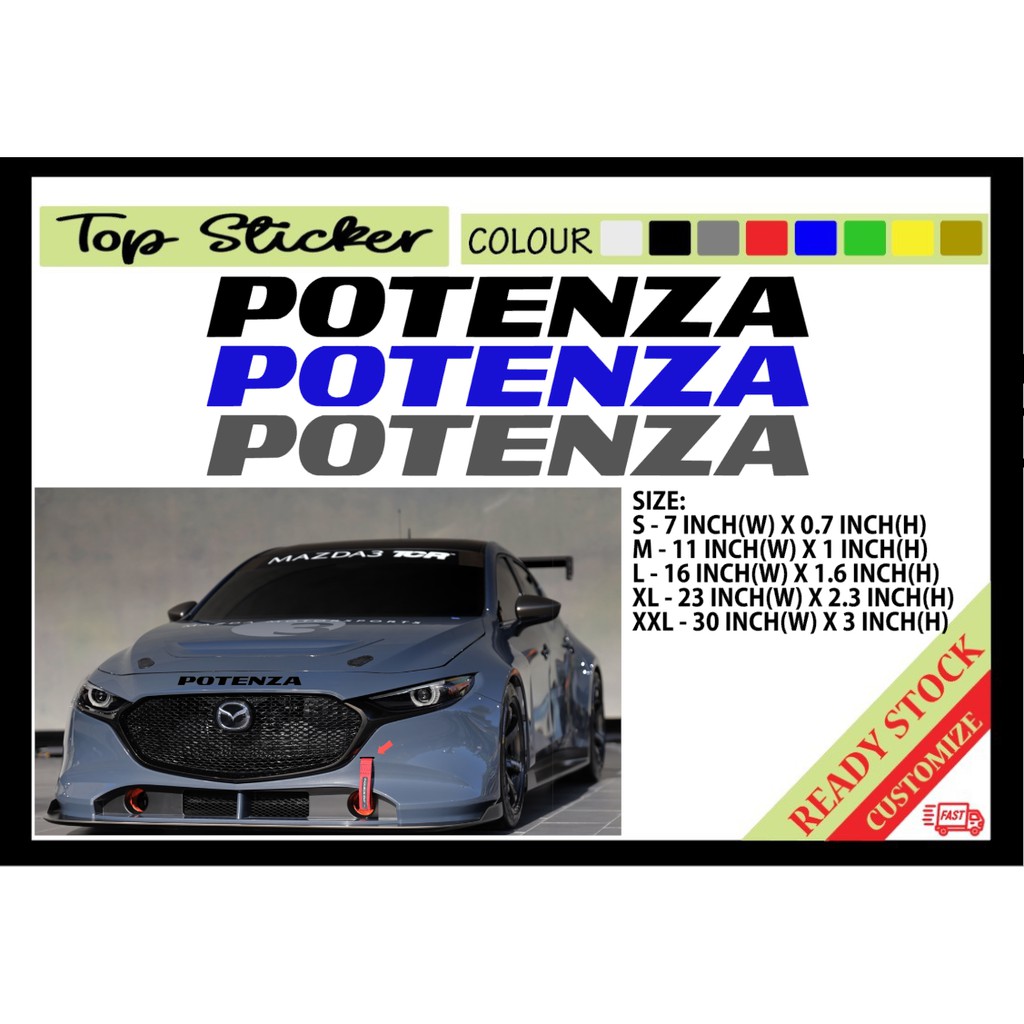 POTENZA CAR STICKER MYVI AXIA ALZA BEZZA SAGA EXORA PERSONA VIOS ALTIS ...