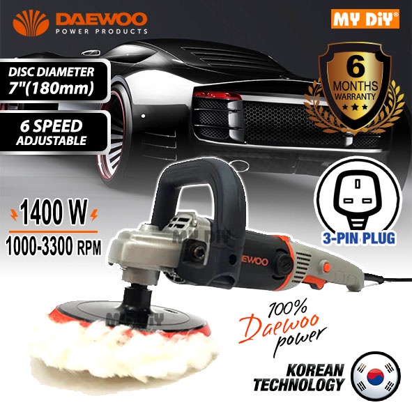 DAEWOO CAR POLISHER MACHINE 1400W 7" 180MM DACP1400 CAR POLISH MACHINE ...