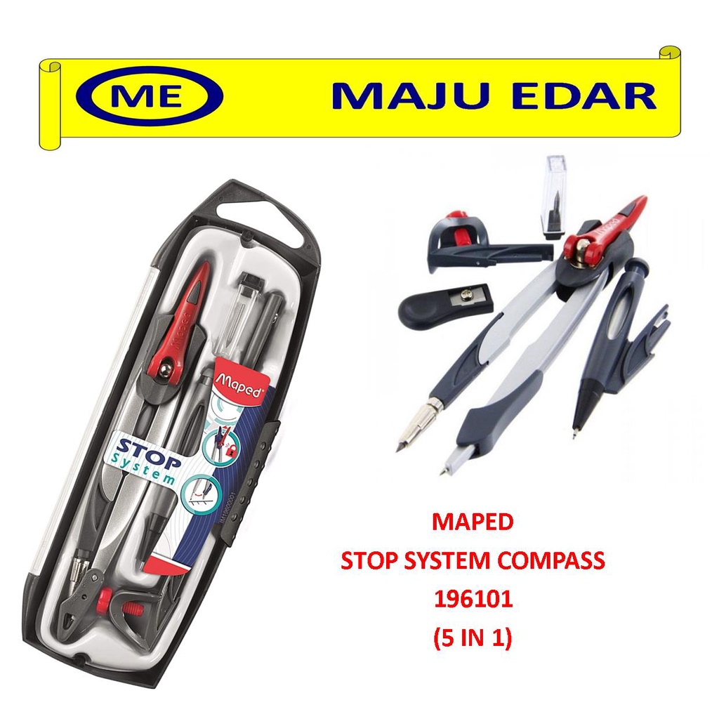 MAPED STOP SYSTEM COMPASS SET 196101 (5 IN 1)/ GEOMETRI SET/ COMPASS ...
