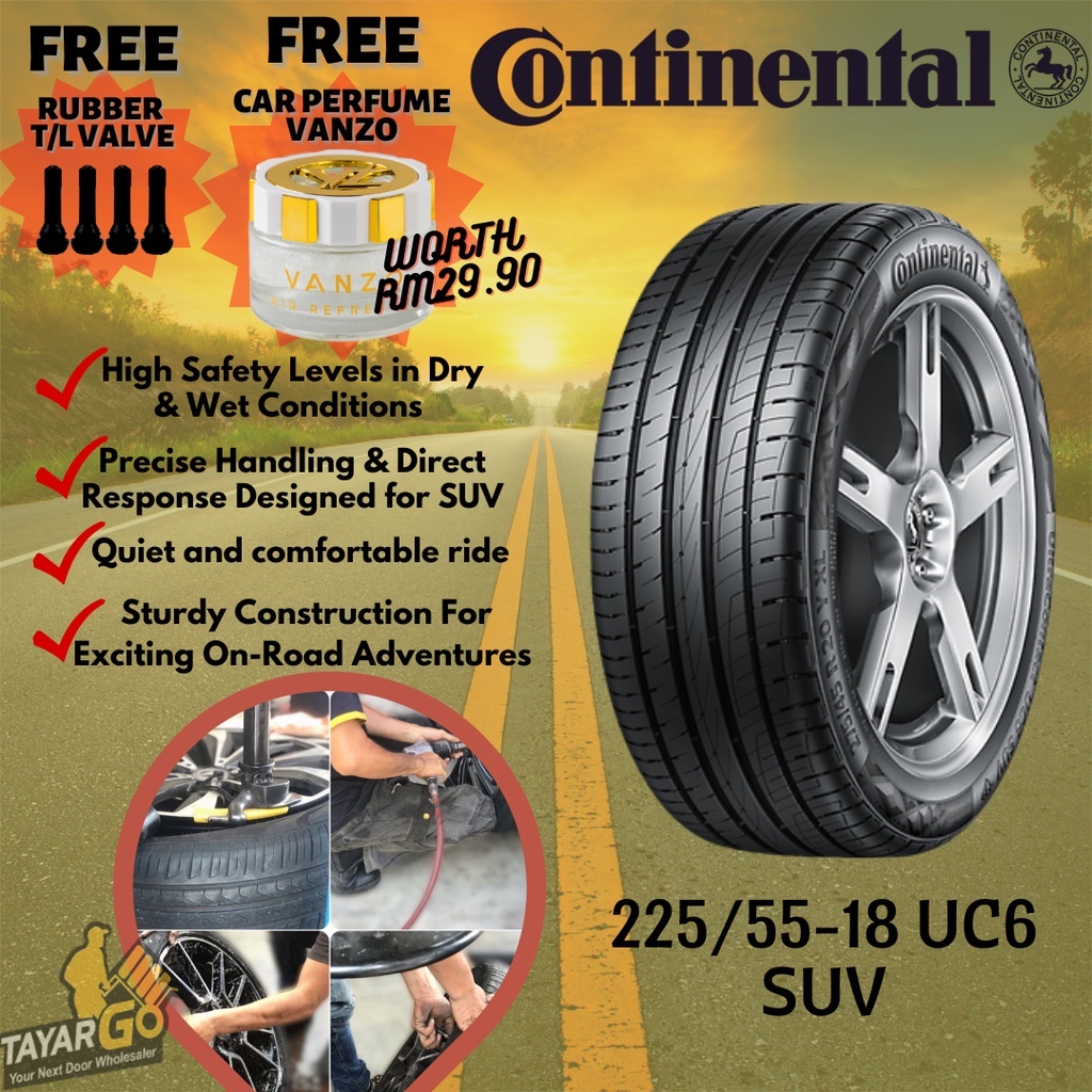 TAYARGO Car Tyre 225 55 18 Continental Suv Tyre Uc6 Tayar Kereta Murah ...