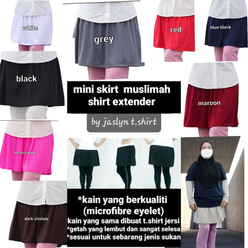 mini skirt muslimah/shirt extender/sport skirt/swimming skirt/kain ...