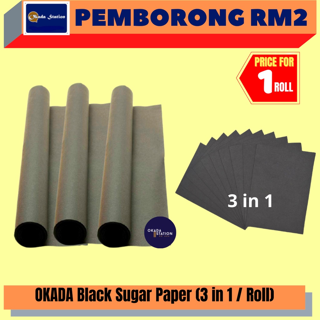 (RM2.20) OKADA Black Sugar Paper 30" x 20" ( 3 in 1 ) / Kertas Warna ...