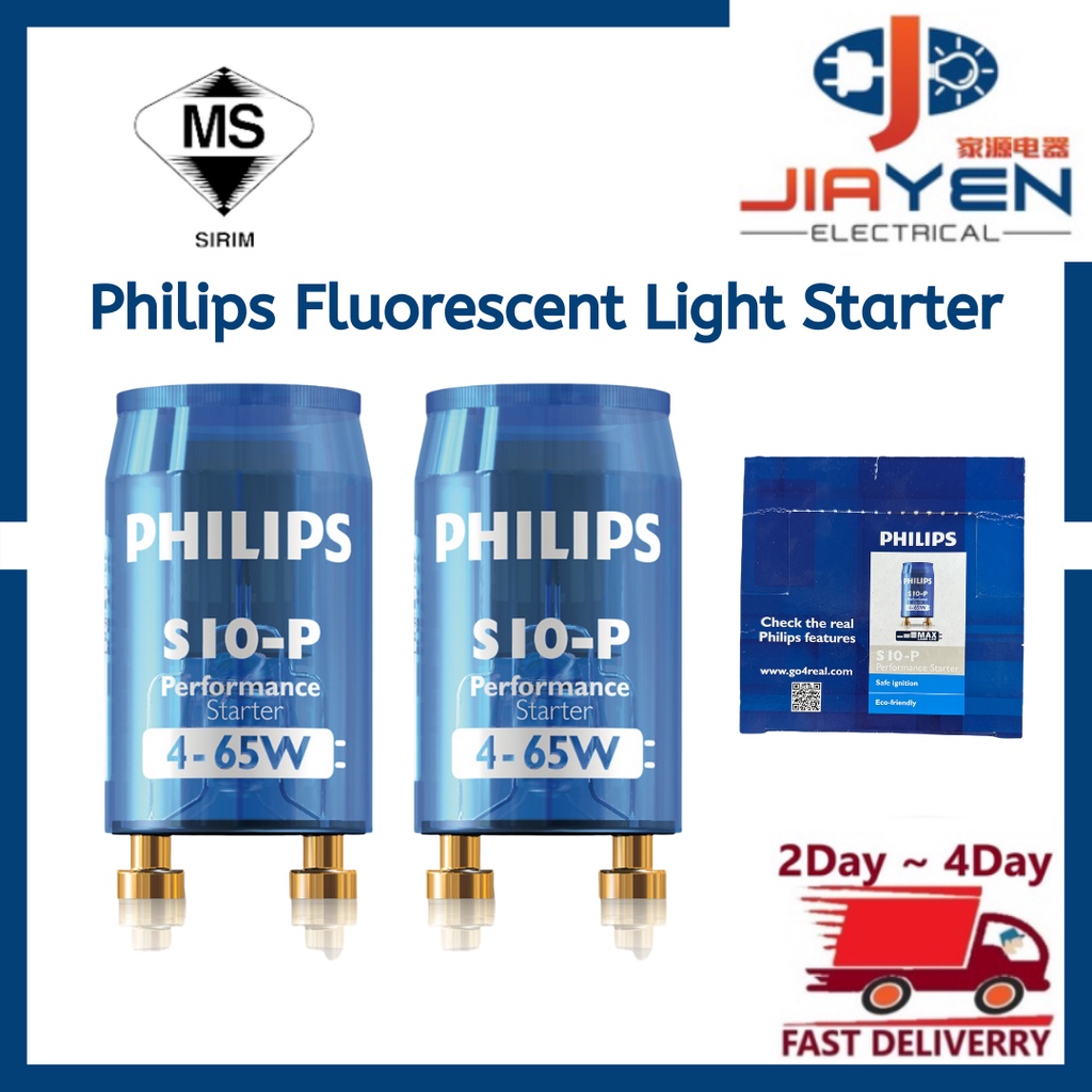 PHILIPS Starter S10 Flourescent Light Starter Lampu S10 4-65W | Shopee ...