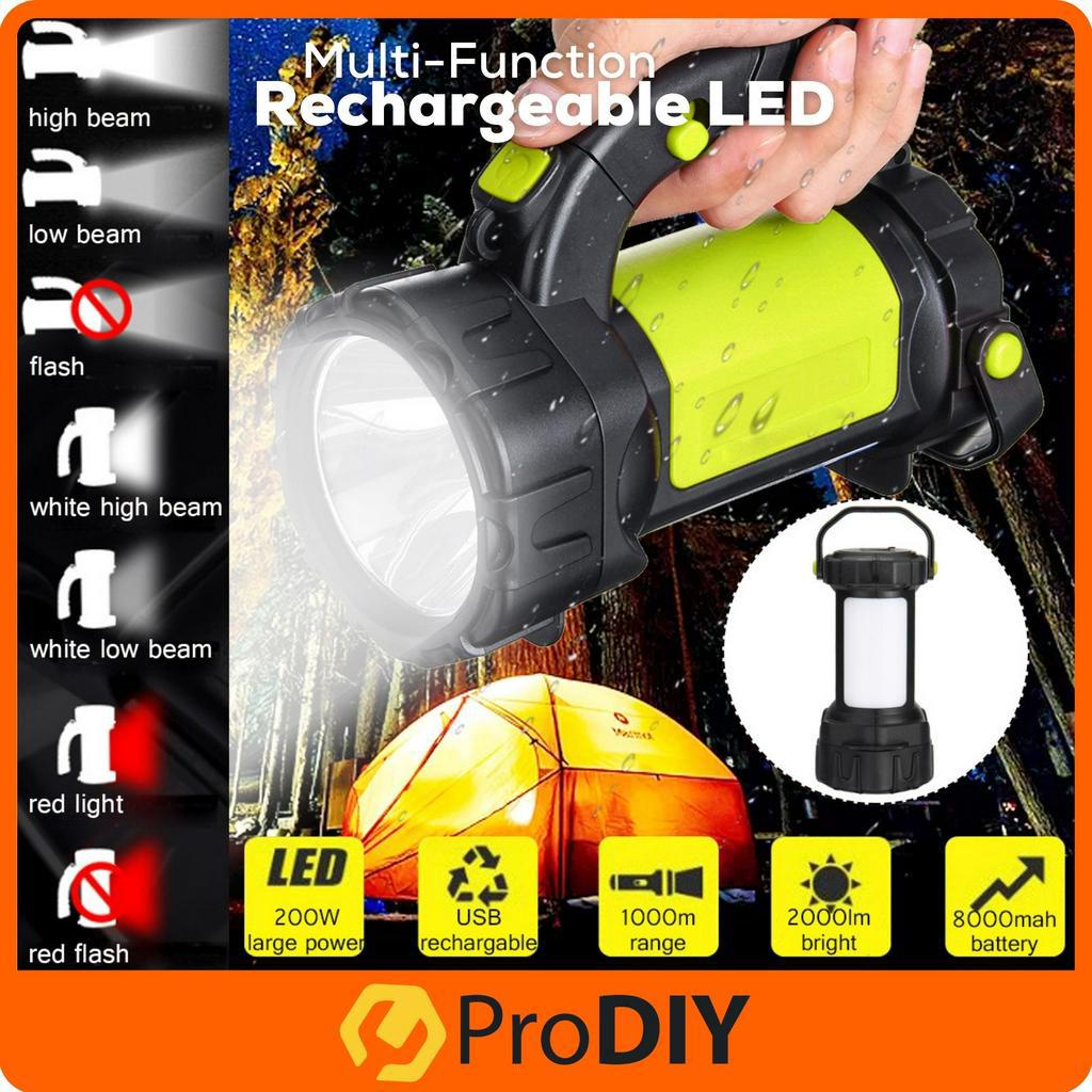 T-80 Multi-Function Rechargeable LED 6 Mode Portable Searchlight ...