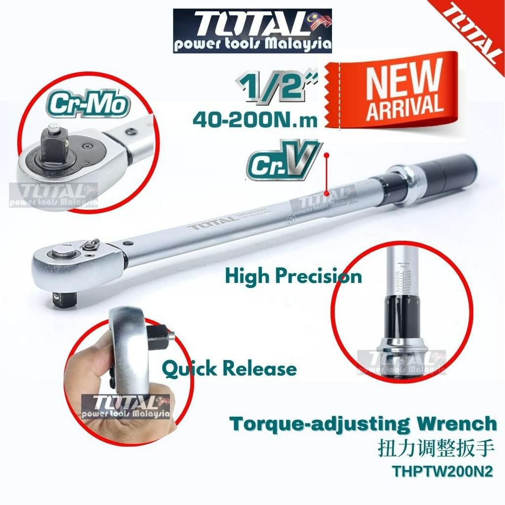 TOTAL 1/2" Adjustable Torque Wrench 40~200Nm 扭力调整扳手 - THPTW200N2 ...