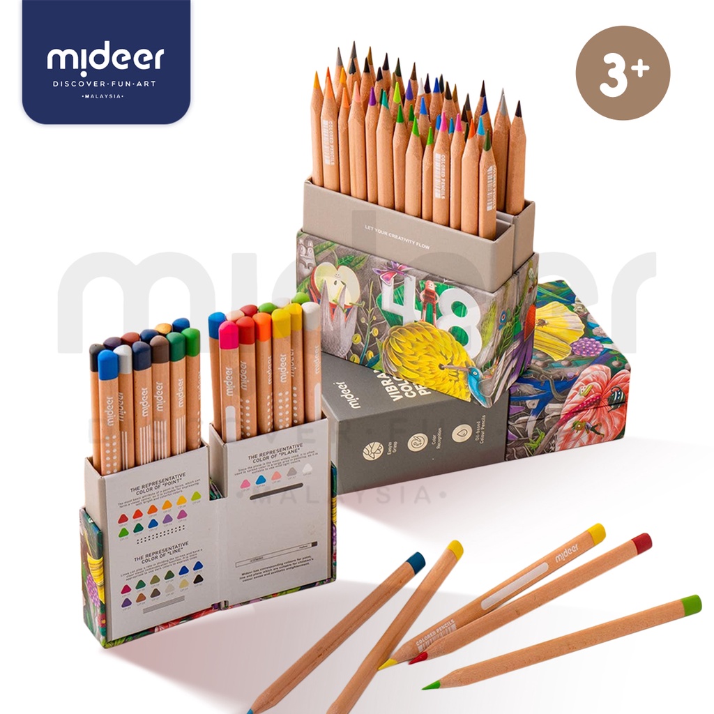 Mideer Vibrant Colored Pencil - 24/ 36 Colors Available | Shopee Malaysia