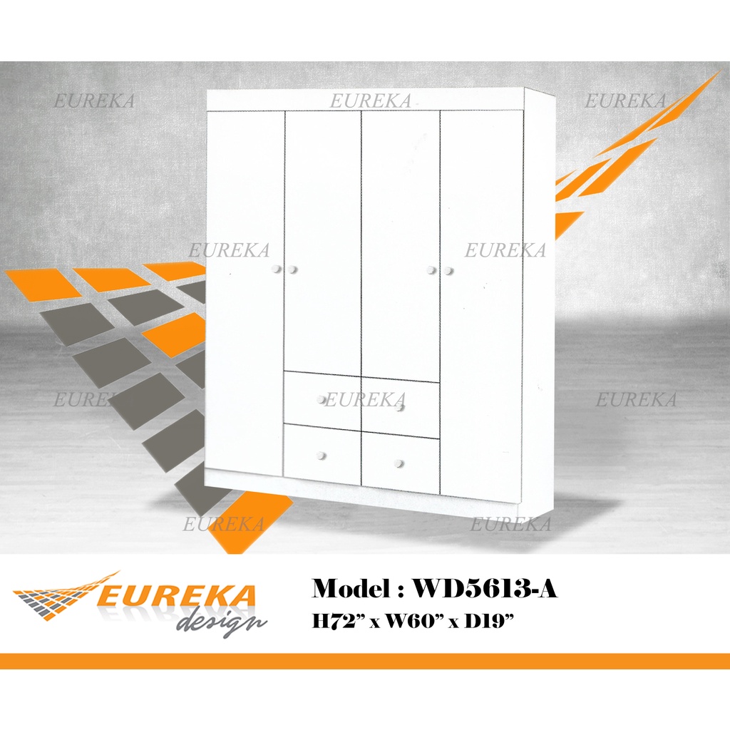 EUREKA 5ft Wardrobe 4 Door Storage Bedroom / Almari (Deliver ...