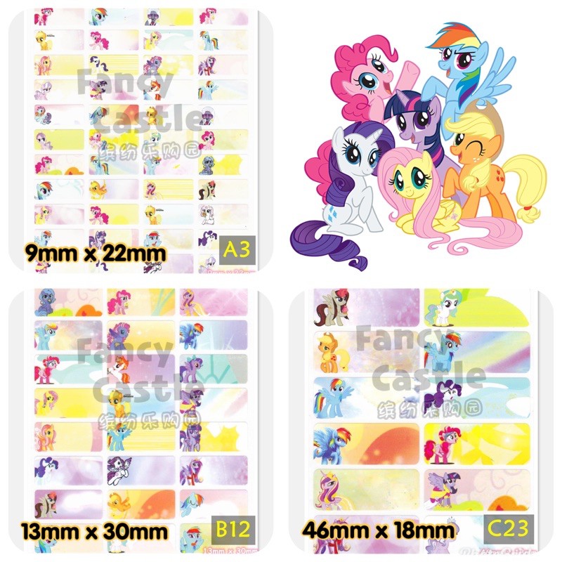 Cartoon Name Sticker/Waterproof/Colorful/Sticker Nama Kartun/Kalis Air ...