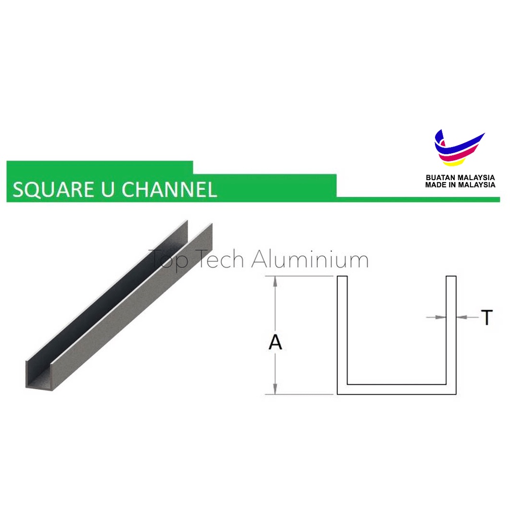 [Ready Stock/Customized Length] Aluminium Equal U Channel Equal Channel ...