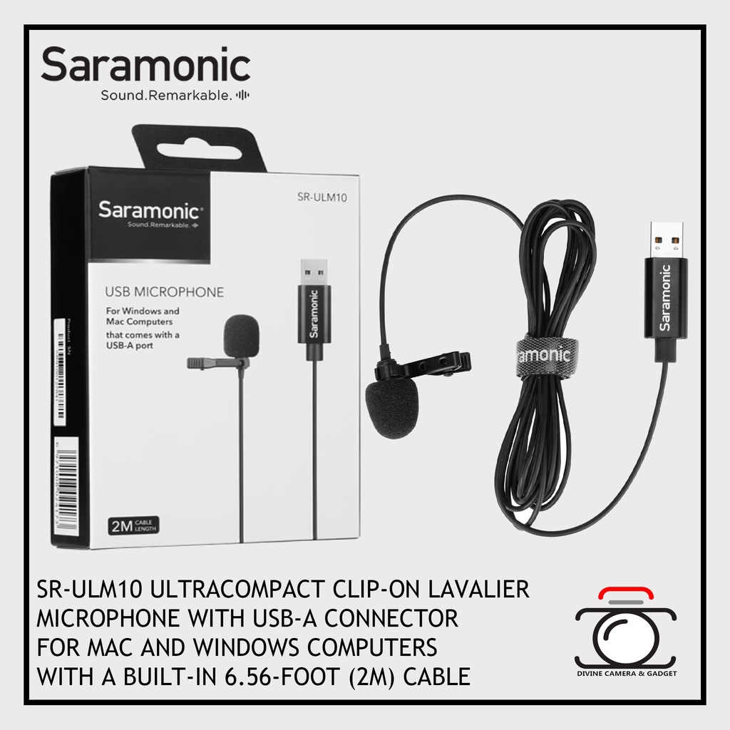 Saramonic SR-ULM10L /SR-ULM10 Omnidirectional USB Lavalier Microphone (19.7' Cable) (6.5' Cable ...