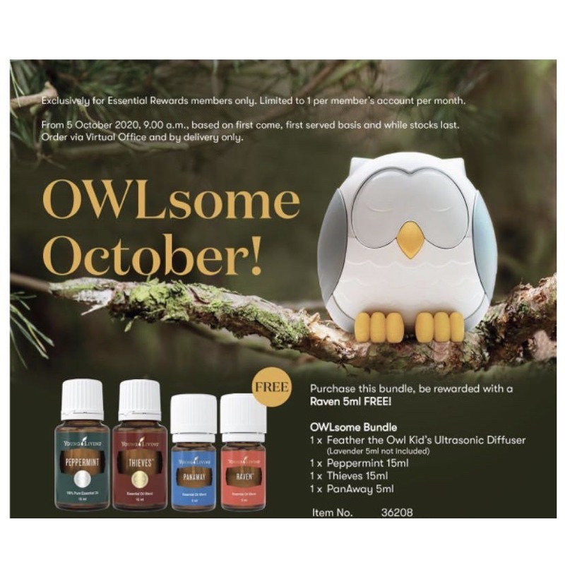 Young Livings Feather the Owl diffuser - Owlsome Bundle Set | Shopee ...