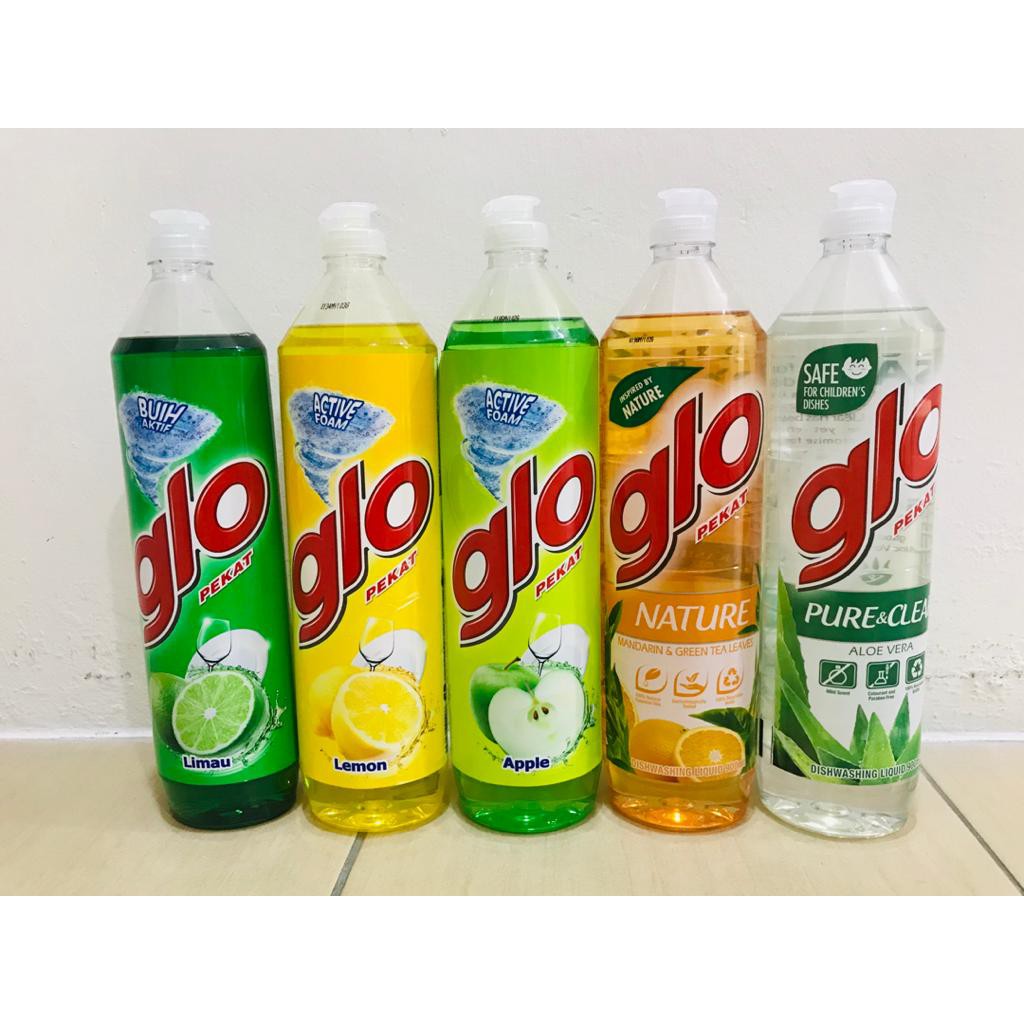 Glo Liquid Dishwasher 800ml Lime Lemon Mandarin Aloevera Apple Charcoal ...