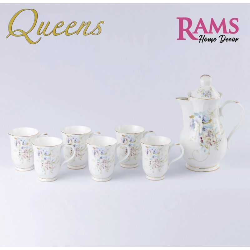 HOT🔥QUEENS PREMIUM PORCELAIN 7PCS WATER DRINK SET/JUG SET -PURPLE PANCY ...