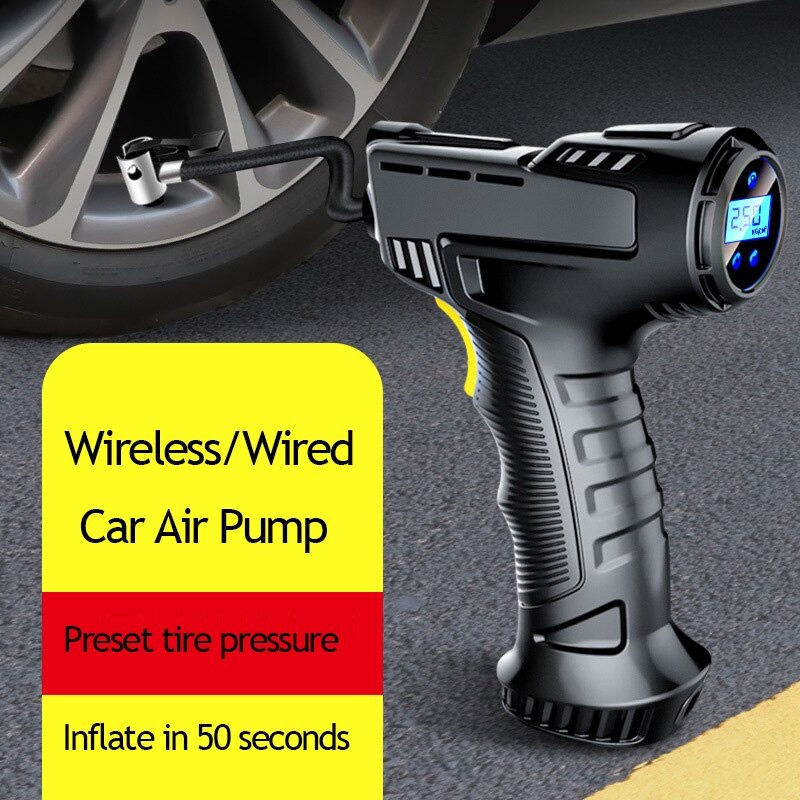 Wired / Wireless Rechargeable Digital LED Smart Car Air Compressor Pump ...