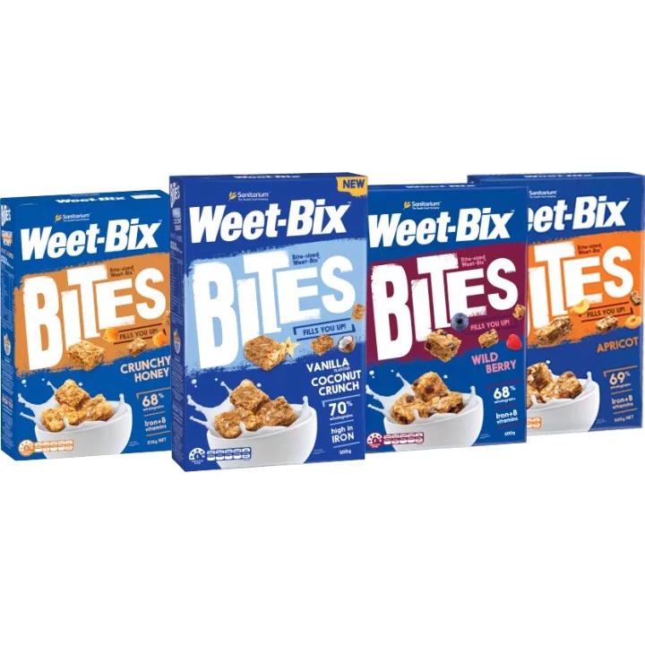Sanitarium Bite Sized Weet-Bix Crunchy Honey, 68% Wholegrain, Iron +B ...