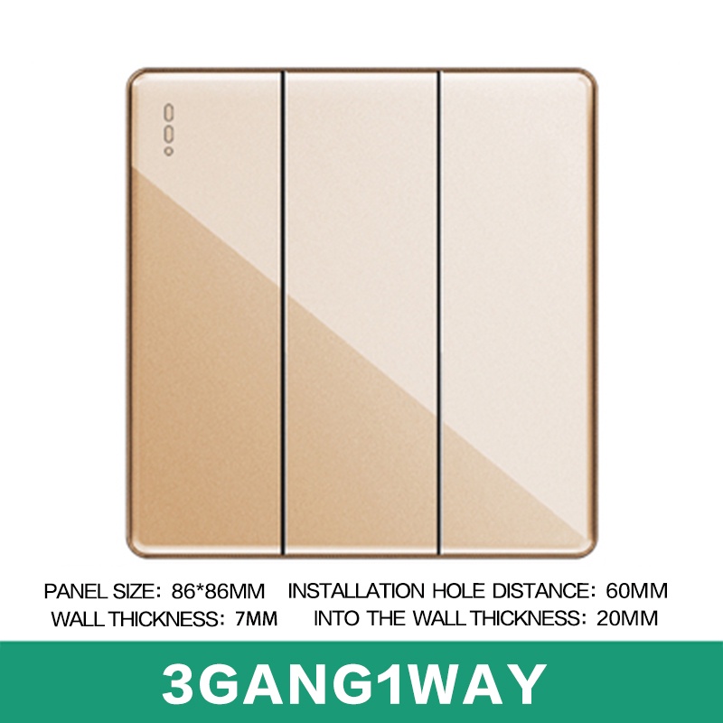 LEJI PMMA GOLD Panel Switch 13amp Modern Lighting Switch Universal 3 ...