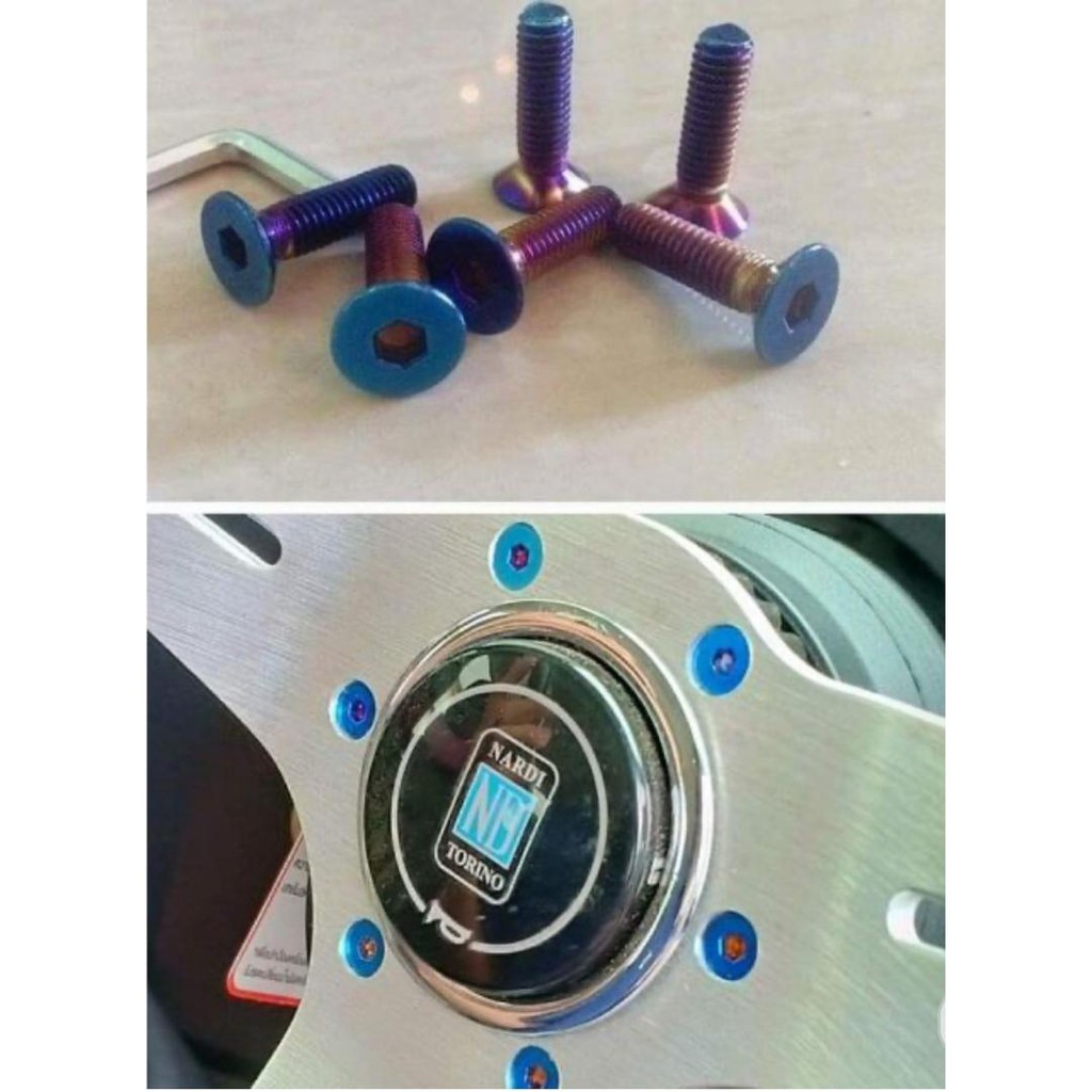Ready stock !!! 6pcs Bolts Screw Burnt Titanium Steering Wheel Bolts ...