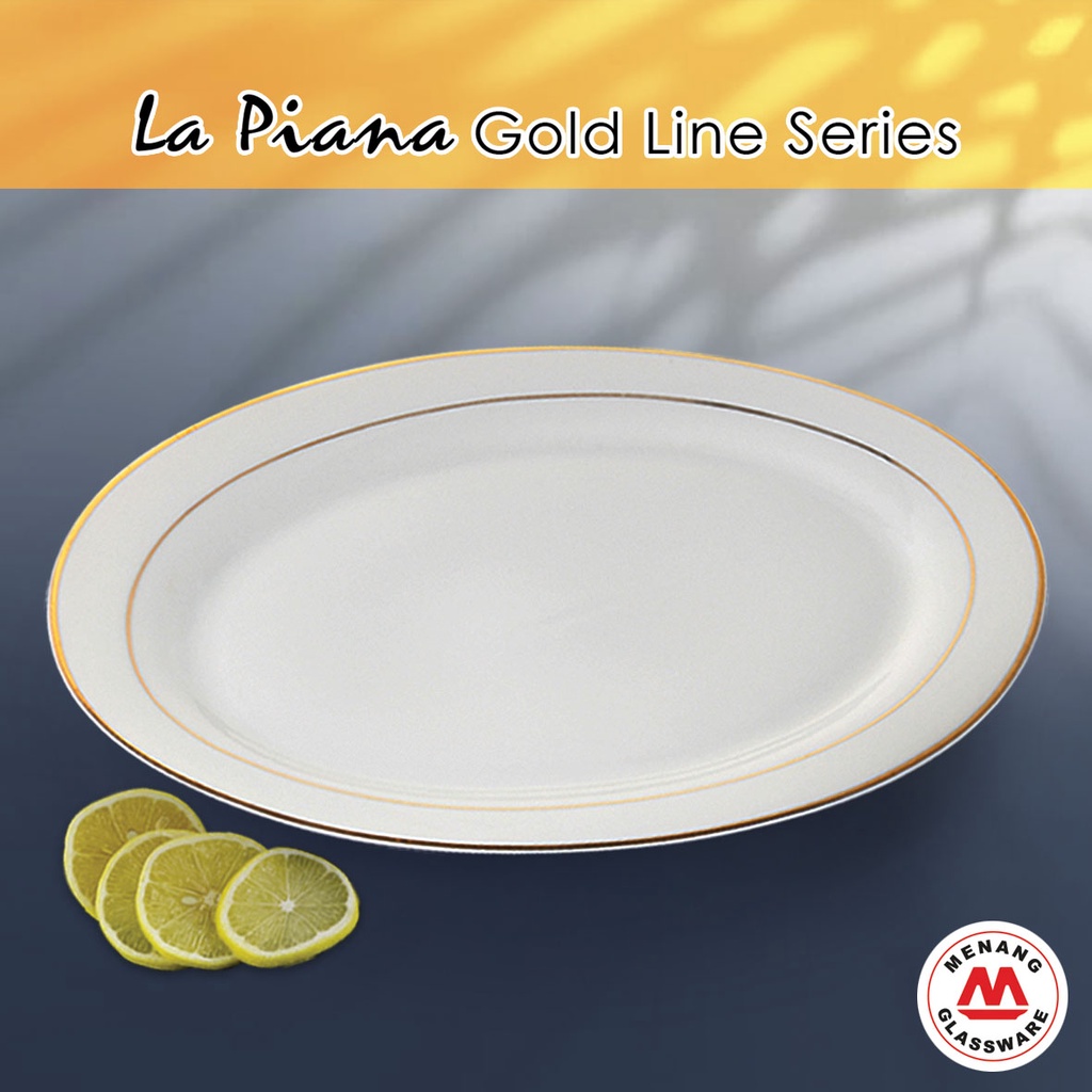 La Piana Gold Line Series Pinggan Bujur/Fine Porcelain Oval Plate 14 ...