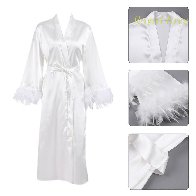 royal Long Sleeve Bride Robe Wedding Pijama White Bathrobe Sexy ...