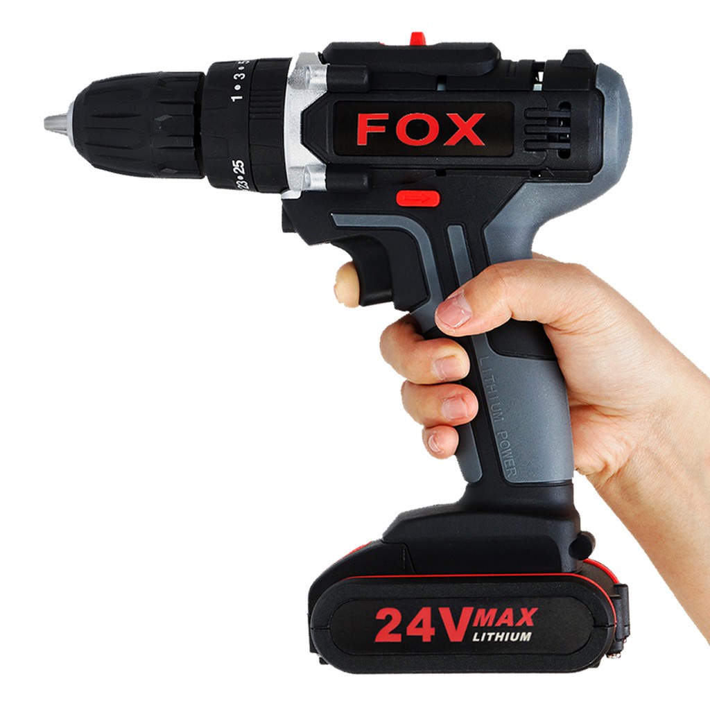 [Ready Stock] FOX 24V (GREY) Cordless Hammer Impact Drill Screwdriver 2 ...