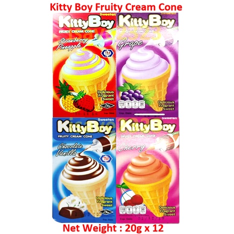 Kitty Boy Fruity Cream Cone (20g / 12box) - Cherry / Grape / Chocolate ...