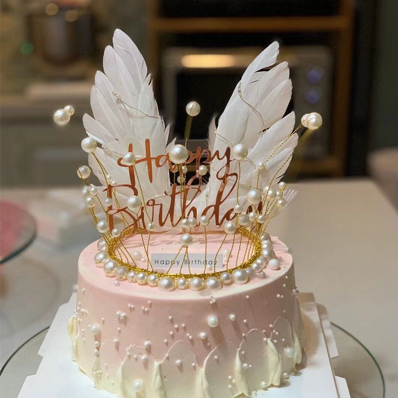 Crown Pearl Cake Topper Cake Decoration for Birthday Party Wedding ...