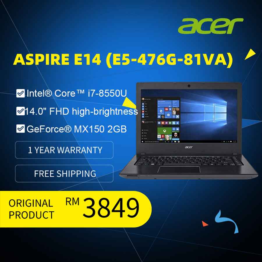 ACER ASPIRE E14 (E5-476G-81VA) Steel Gray 14" Full HD Intel® Core™ I7 ...