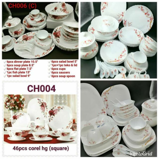 Set pinggan Corel hg brand 46pieces untuk set makan 6orang. Dapatan ...